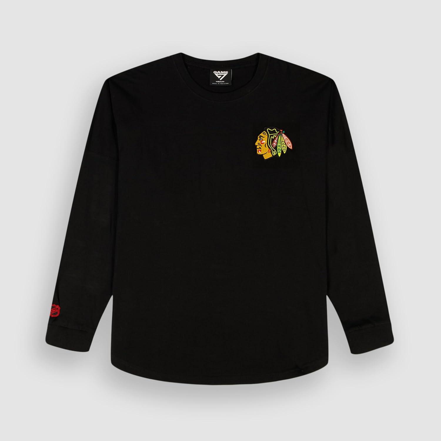 GAME 7 x NHL Women’s Officially Licensed Long Sleeve Crew Neck Cotton T ...